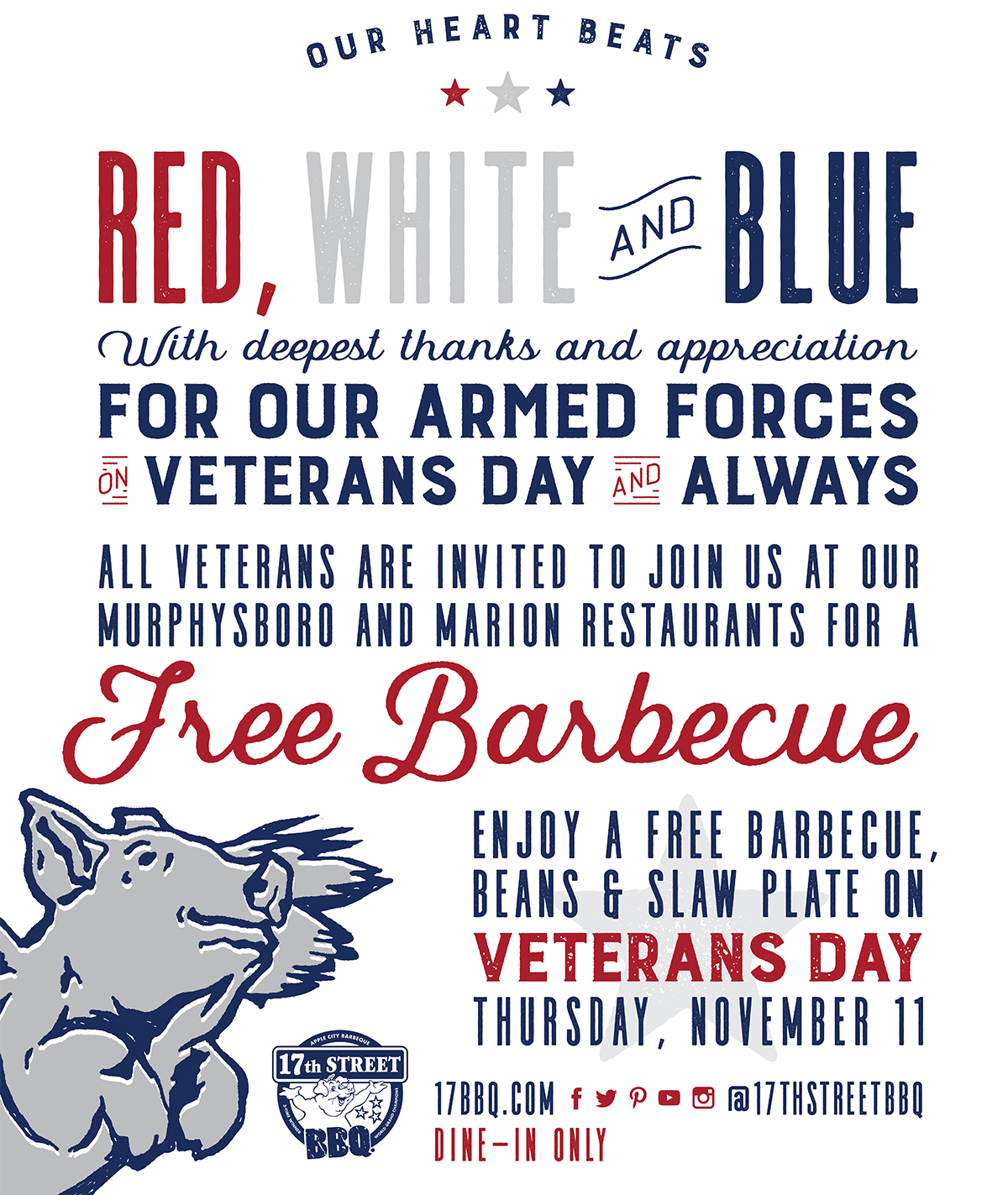 Free Barbecue for Veterans | 17th Street BBQ